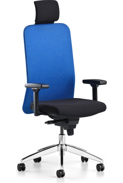 Bürotime Comfy Başlıklı Çalışma Koltuğu Mavi File Sırt