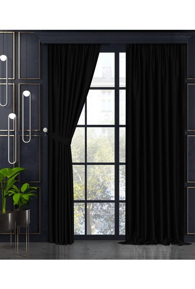 Demor Home Ekstrafor Büzgülü Siyah Blackout Fon Perde
