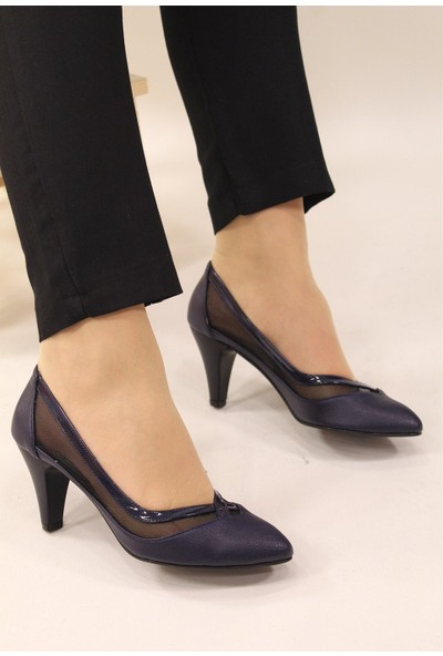 Knıtta Kadın Tül Detaylı Lacivert Topuklu Stilletto Ayakkabı Knıtta Kadın Tül Detaylı Lacivert Topuklu Stilletto Ayakkabı