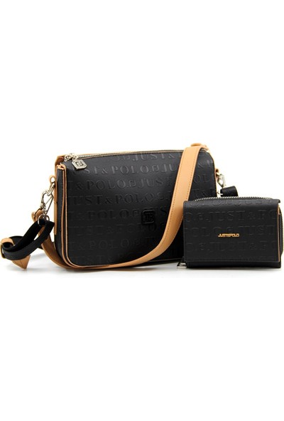 Just Polo Kadın 5 Bölmeli Ayarlanabilir Uzun Askılı Baget Çantası ve Cüzdan Kombini HS4036C1002