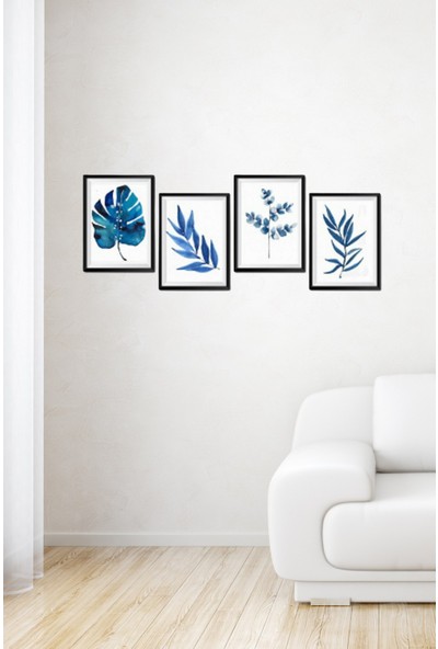 Nt Handmade 4'lü Ahşap Tablo Seti Mavi Yapraklar Salon Oturma Odası Yatak Odası Için Çerçeve Görünümlü Mdf Duvar Dekoru 60 x 20 cm Nt Handmade 4'lü Ahşap Tablo Seti Mavi Yapraklar Salon Oturma Odası Yatak Odası Için Çerçeve Görünümlü Mdf Duvar Dekoru 60 x 20 cm