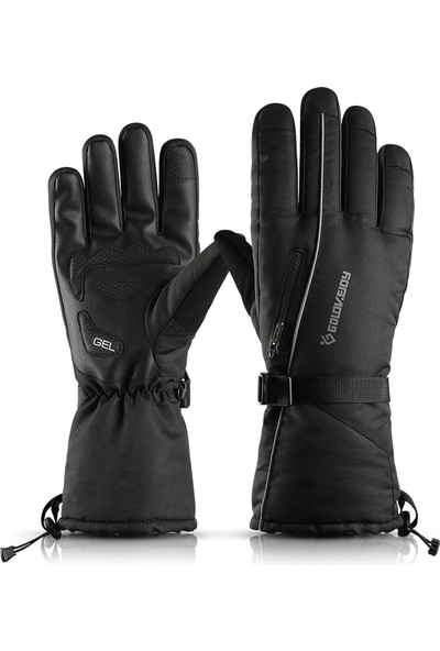 Xoutdoor Rüzgar Geçirmez Kaymaz Dokunmatik Parmaklı Yansıtıcılı Kayak Eldiveni - Siyah (Yurt Dışından)