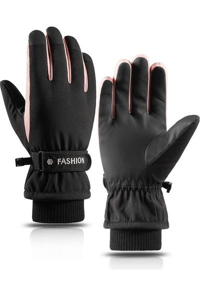 Xoutdoor Kadın Dokunmatik Ekran Kullanımına Uygun Su ve Rüzgar Geçirmez Kadife Kayak Eldiveni - Siyah (Yurt Dışından)