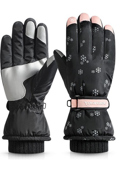 Colovejoy Dokunmatik Ekran Kullanımına Uygun Kadife Kayak Eldiveni - Siyah(Yurt Dışından)