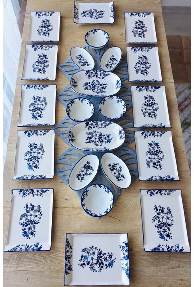 Venüs Home Yasemin Desen 12 Kişilik 22 Parça Uzun Sunumlu Kahvaltı Takımı