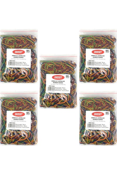 Ekoset 5 Renkli Kauçuk Paket Ambalaj Para Lastiği 70 mm 5.000'li Ekoset 5 Renkli Kauçuk Paket Ambalaj Para Lastiği 70 mm 5.000'li