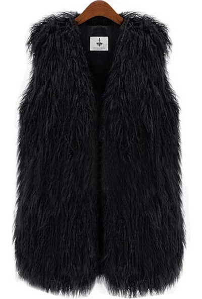Vandor Girls Kadın Suni Kürk Günlük Kabarık Yelek (Yurt Dışından)