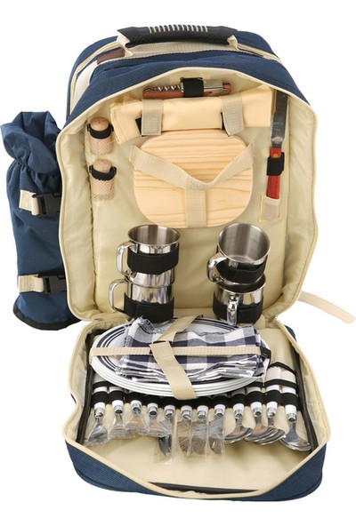 Açık 4 Kişi Piknik Backapck Sırt Çantası Sofra Seti