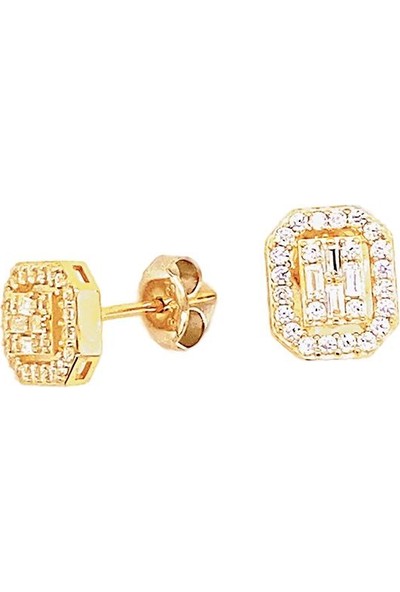 Zümrüt Sarraf Baget Yeşil 8 Ayar Altın Küpe Zümrüt Sarraf Baget Yeşil 8 Ayar Altın Küpe