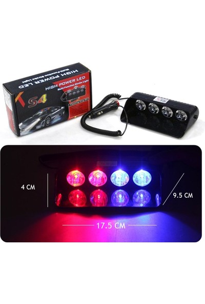 Space Flaş LED Çakar 8W Kırmızı-Mavi 8 Fonksiyonlu / LAPA173 Space Flaş LED Çakar 8W Kırmızı-Mavi 8 Fonksiyonlu / LAPA173