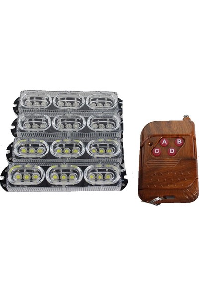 Space Çakar Lamba Uzaktan Kumandalı 4'lü 9x4 LED Beyaz-Beyaz/kırmızı-Mavi / LAPA519