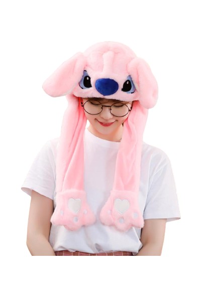 Cartoon Rabbit Women's Hat Beanie Winter Plush Moving Bunny Ears Hat