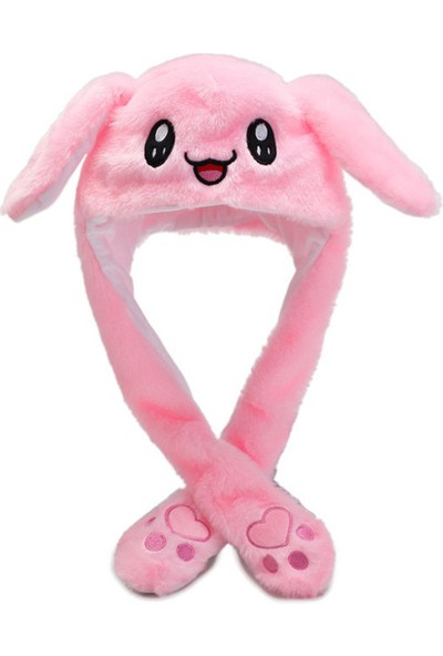 Cartoon Rabbit Women's Hat Beanie Winter Plush Moving Bunny Ears Hat