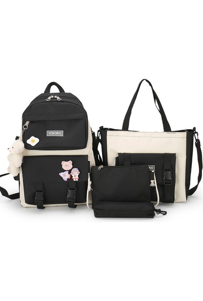 4 Adet/takım Kawaii Kadın Okul Sırt Çantası Sevimli Okul Çantası