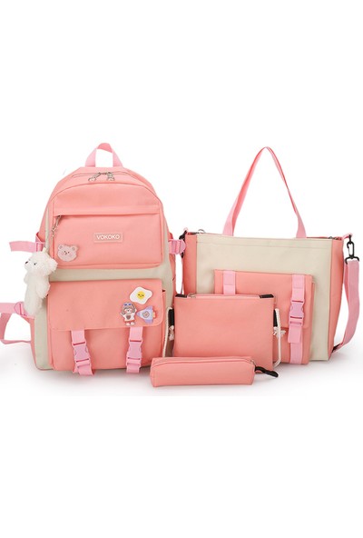 Easytoy 4 Adet/takım Kawaii Kadın Okul Sırt Çantası Sevimli Okul Çantası