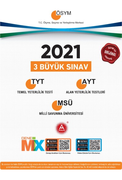 A Yayınları Ösym 2021 Tyt Ayt Msü Üç Büyük Sınav Çıkmış Sorular A Yayınları Ösym 2021 Tyt Ayt Msü Üç Büyük Sınav Çıkmış Sorular