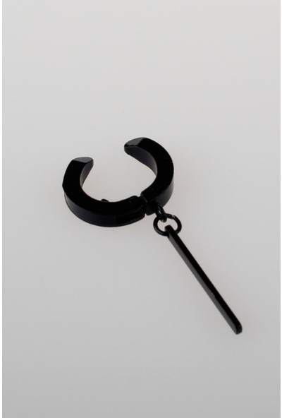 Madame Concept Sıkıştırmalı Çelik Siyah Renk Plaka Sallantılı Erkek Küpe