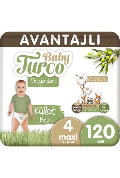 Baby Turco Doğadan Avantajlı Külot Bez 4 Numara Maxi 120'LI Baby Turco Doğadan Avantajlı Külot Bez 4 Numara Maxi 120'LI
