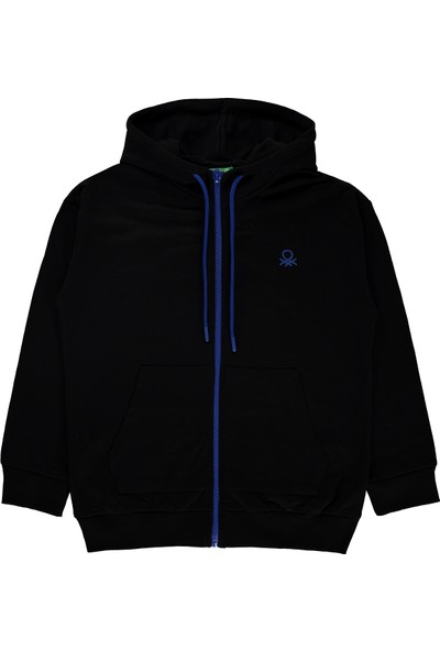 Benetton Kız Çocuk Kapüşonlu Hırka 4-13 Yaş Siyah