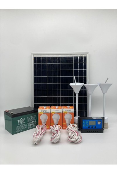 ALTAY 25 Watt Monokristal Panelli Güneş Enerji Seti 3 Ampüllü Solar Aydınlatma ve Telefon Şarj ALTAY 25 Watt Monokristal Panelli Güneş Enerji Seti 3 Ampüllü Solar Aydınlatma ve Telefon Şarj