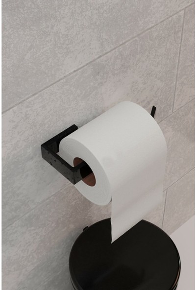 Metal Parlak Siyah Wc Kağıtlık Tuvalet Kağıtlığı