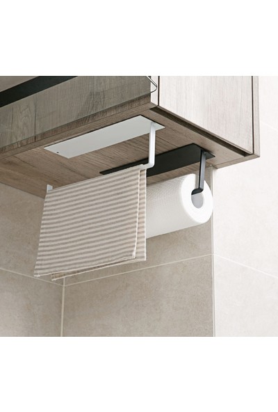 Kraker Metal Siyah ve Beyaz Kağıt Rulo Havluluk, Peçetelik