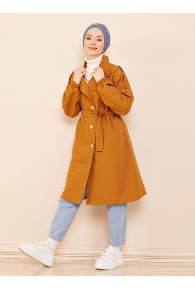 Tofisa Düğmeli Trençkot - Taba - Tofisa