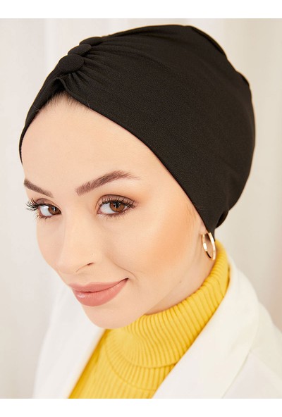 Tofisa Drop Detaylı Hazır Türban - Siyah - Tofisa