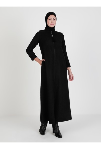 Ecesun Kaşe Ferace - Siyah - Ecesun