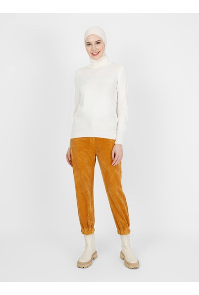 Loreen Kadife Lastikli Paça Pantolon - Hardal - Loreen Loreen Kadife Lastikli Paça Pantolon - Hardal - Loreen