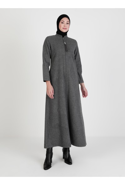 Ecesun Kaşe Ferace - Gri - Ecesun