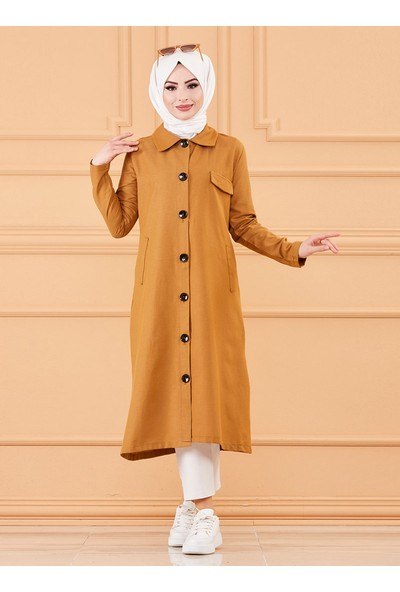 Tofisa Düğmeli Trençkot - Taba - Tofisa