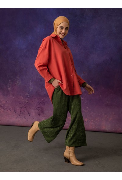 Loreen Kadife Pantolon - Haki - Loreen