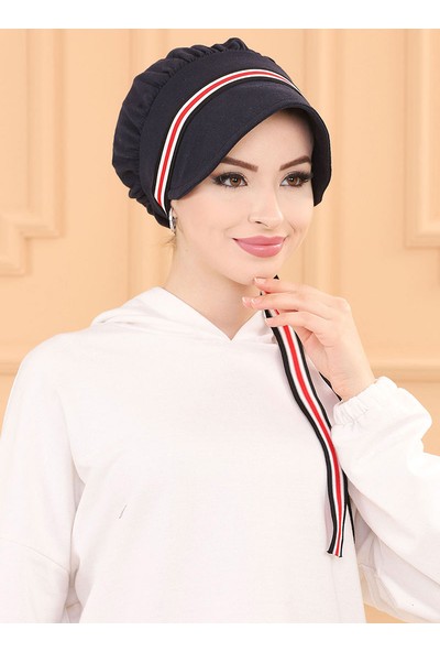 Tofisa Şapkalı Hazır Türban - Lacivert - Tofisa