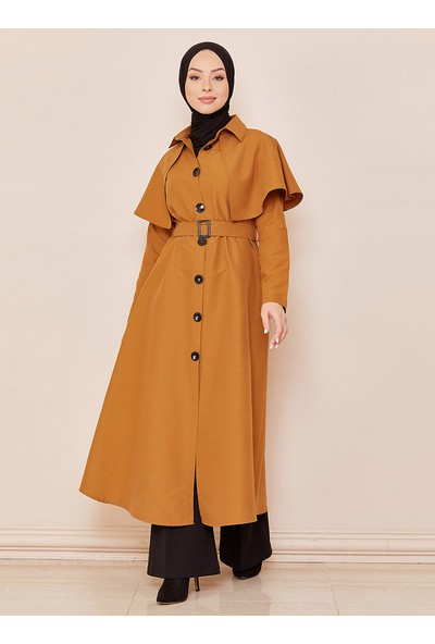 Tofisa Düğmeli Trençkot - Taba - Tofisa
