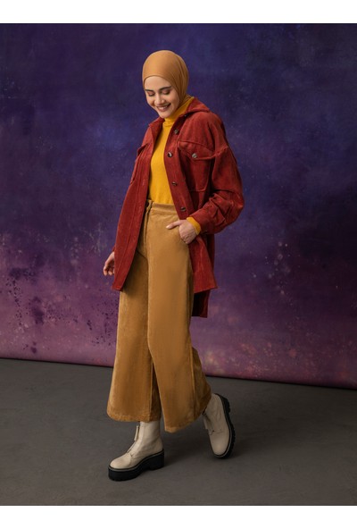 Loreen Kadife Pantolon - Bisküvi - Loreen