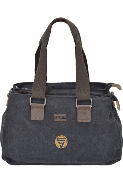 Ççs 31320 Üç Bölmeli Kanvas Kadın El ve Omuz Çanta Siyah