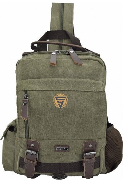 Ççs 31327 Kanvas Çapraz Askılı Sırt ve Göğüs Çantası Haki