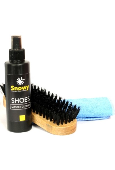 Snowyland Snowy Shoes Master Cleaner Fırça Temizleme Spreyi Finish Bezi Ayakkabı Temizleme 3 Lü Süper Set