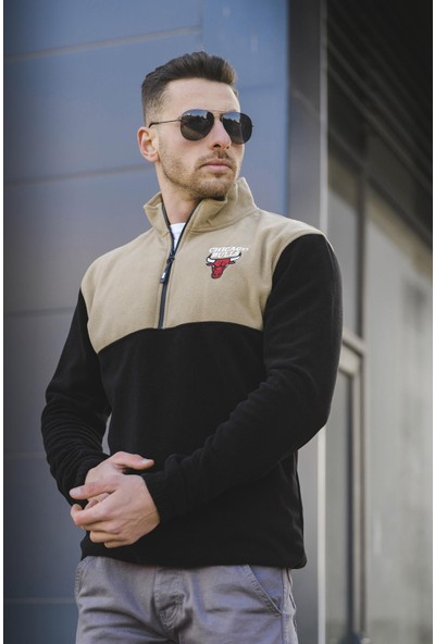 Oksit Bulls Armalı Çift Renkli Polar Spor Sweatshirt