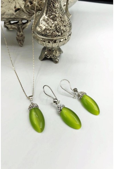 Dr Stone Harem Koleksiyonu Kedigözü Taşı El Yapımı Gümüş Set GDR14