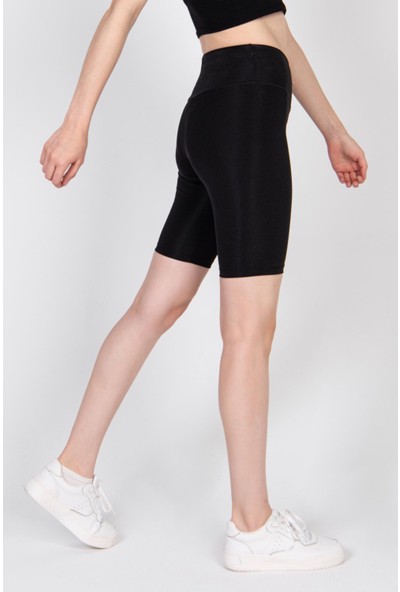Mobaş Kadın Siyah Kısa Pamuklu Tayt Şort Mobaş Kadın Siyah Kısa Pamuklu Tayt Şort
