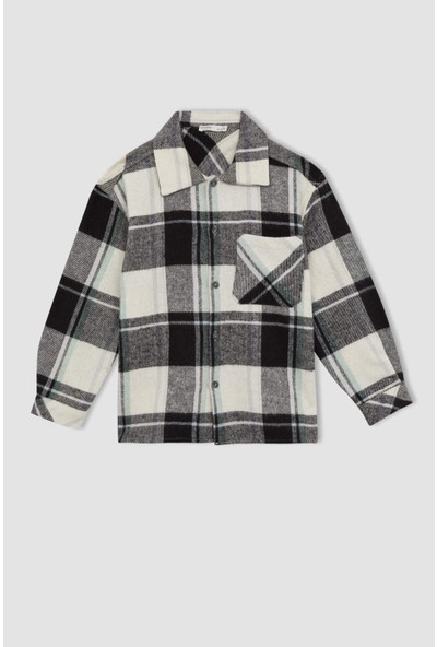 DeFacto Erkek Çocuk Regular Fit  Kareli Uzun Kollu Flanel Oduncu Gömlek W3213A622SP