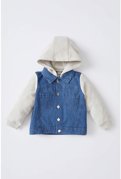 DeFacto Erkek Bebek Kapüşonlu Sırt Baskılı Mevsimlik Jean Ceket W8667A222SP DeFacto Erkek Bebek Kapüşonlu Sırt Baskılı Mevsimlik Jean Ceket W8667A222SP