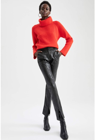 DeFacto Defacto Fit Straight Fit Cepli Suni Deri Pantolon X4672AZ21AU