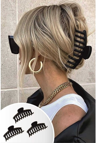 H&E Design Kadın 3’lü Siyah Trend Büyük Xl Mandal Toka Seti H&E Design Kadın 3’lü Siyah Trend Büyük Xl Mandal Toka Seti