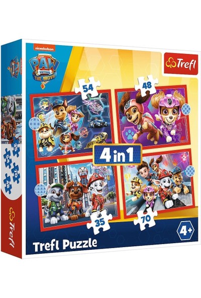 Paw Patrol Şehirde 4'lü Kutulu Puzzle/yapboz (35+48+54+70 Parça)