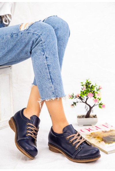 Butik Cool Beliniya Lacivert Cilt Oxford Ayakkabı Butik Cool Beliniya Lacivert Cilt Oxford Ayakkabı