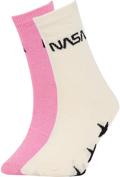 DeFacto Kız Çocuk NASA Lisanslı Pamuklu 2'li Uzun Çorap W2175A621WN