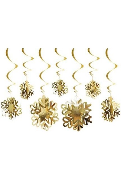 Süs Ağacı 3D Tavan Süs Kar Tanesi 10 Lu- Altın